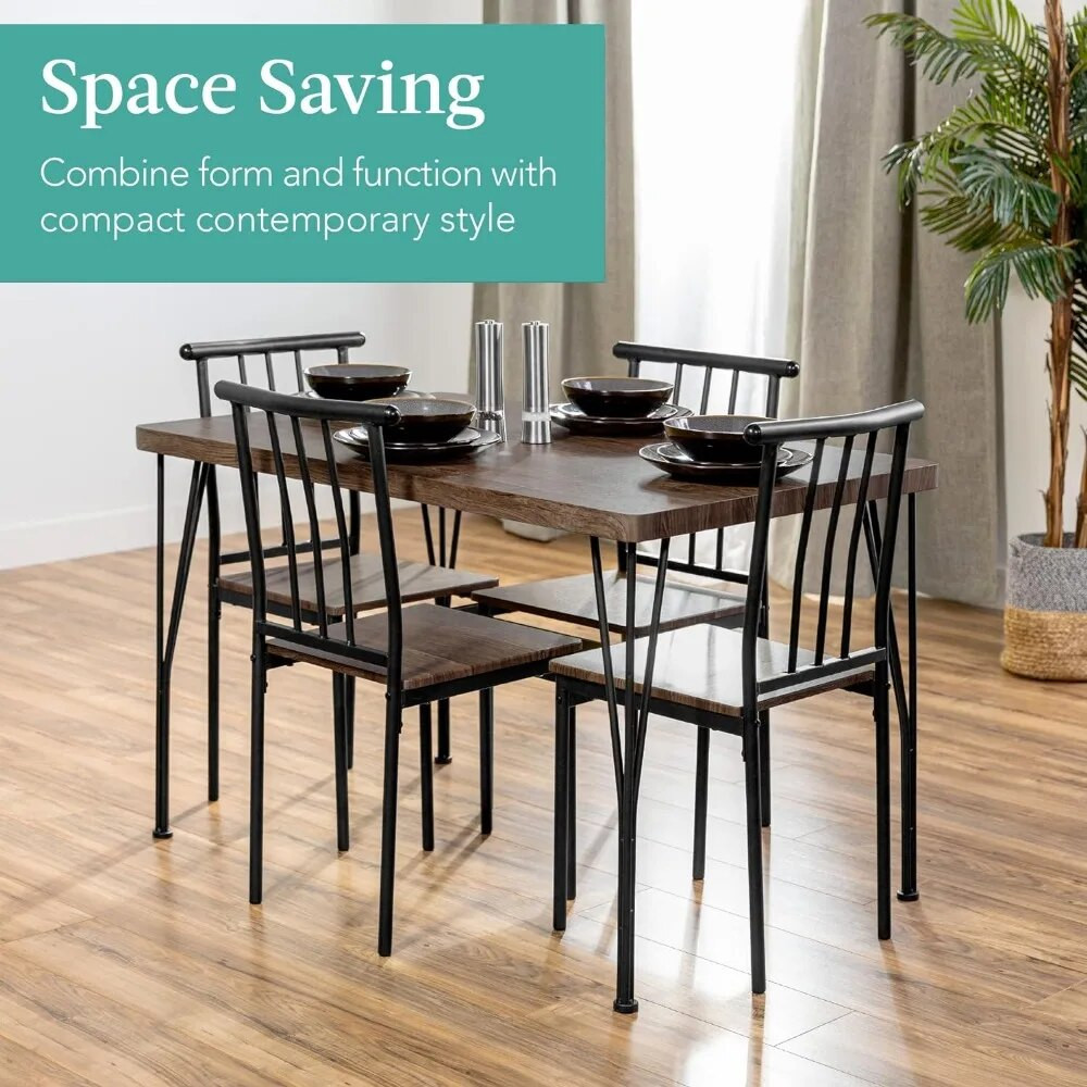 Best Choice Products 5-Piece Metal and Wood Indoor Modern Rectangular ...