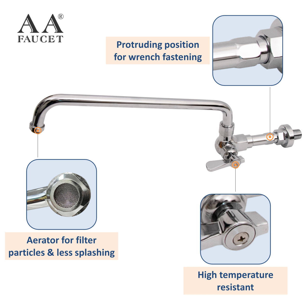 Manual Wok Range Faucet with 14" Swing Spout