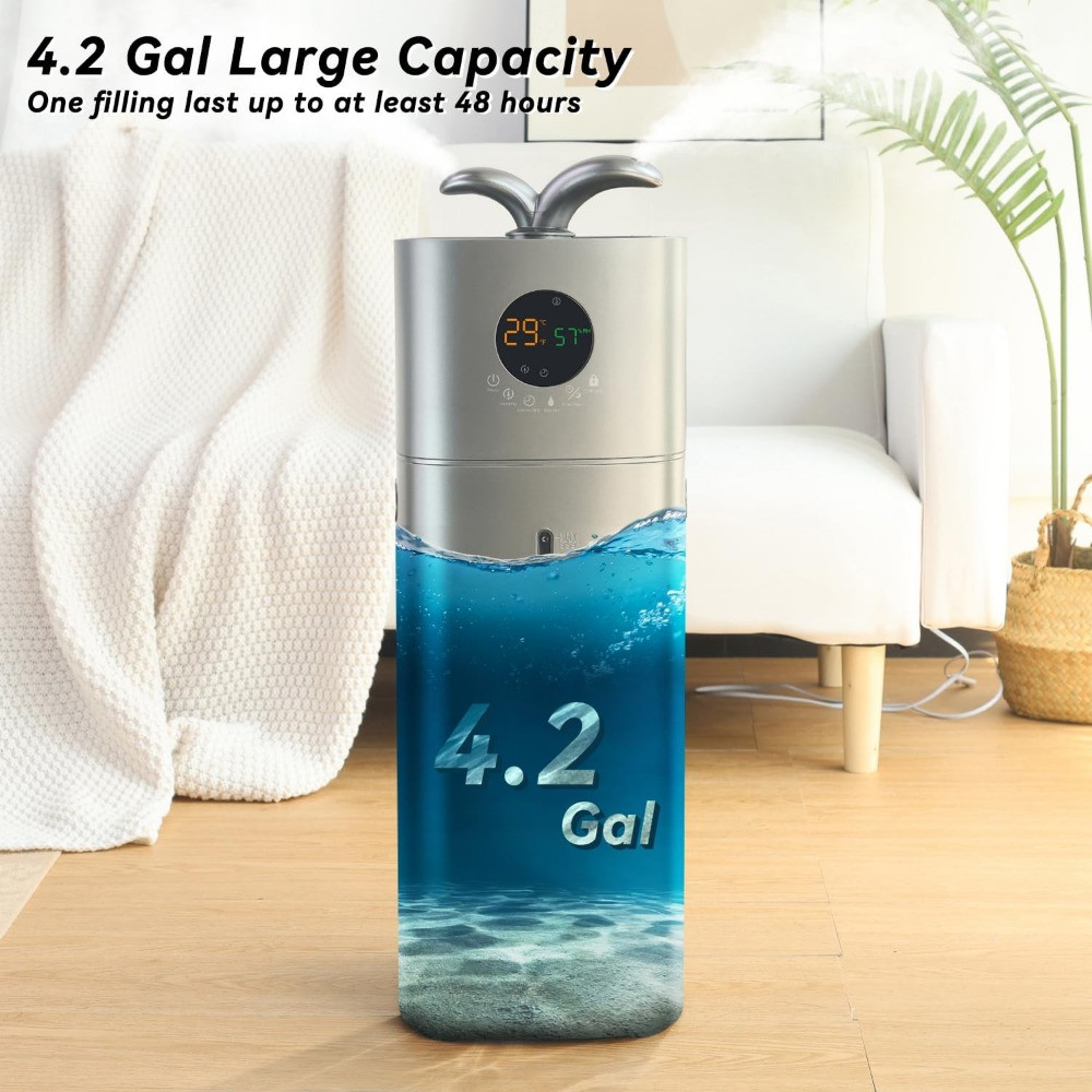 Large room family bedroom humidifier, 4.2Gal/16L full house humidifier ...