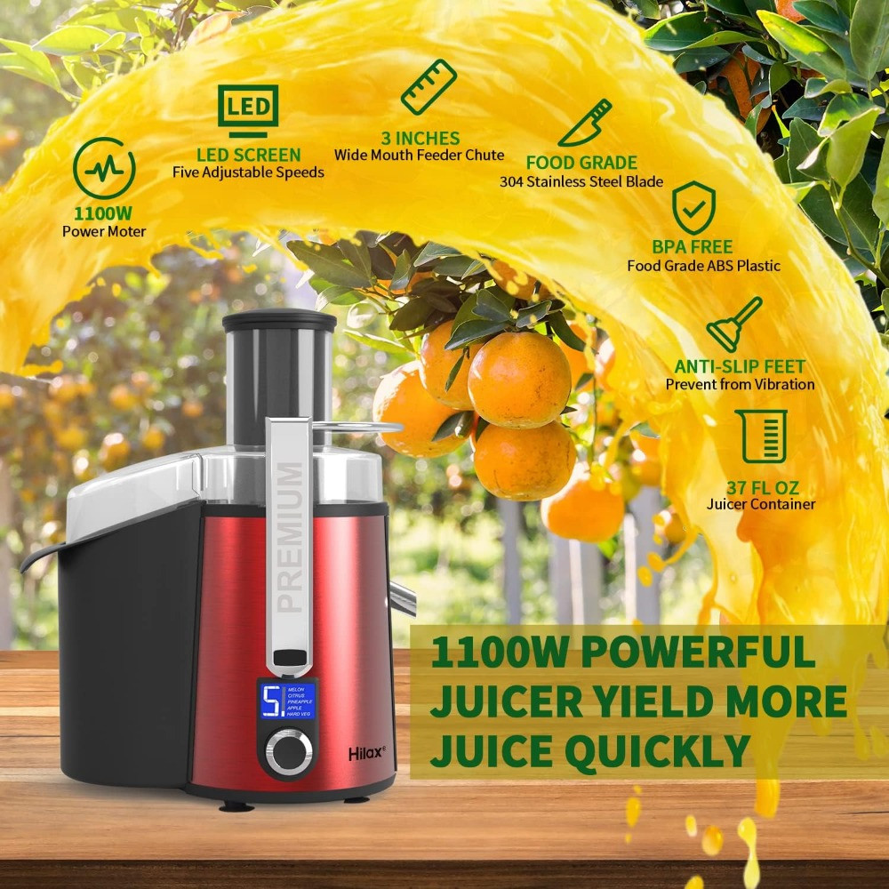 5-Speed Juice Processor Fruit and Vegetable, 3" Feed Chute Stainless ...
