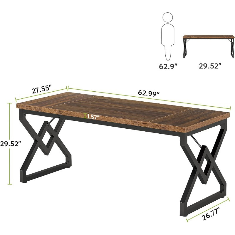 63 Inch Executive Desks, Large Office Computer Desk with Extra Thick ...