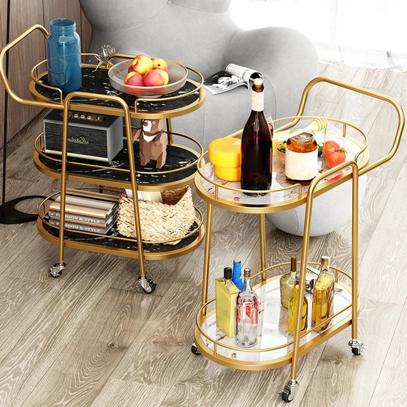 Utility Cart Trolley Bar Tables Gold Wine Cabinet Rolling Kitchen ...