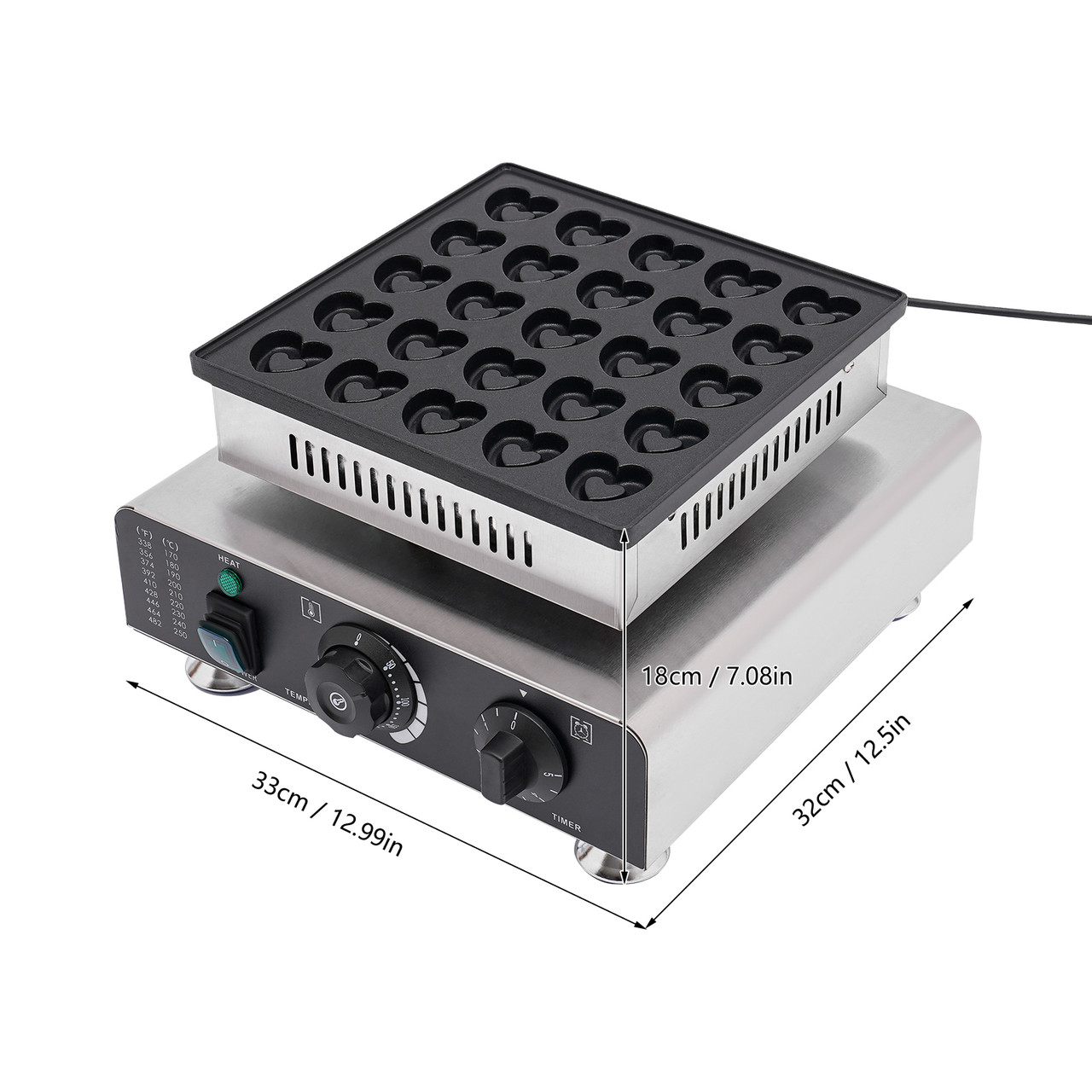 Sweetmile 25 Heart Holes Mini Muffin Machine Electric Stainless Steel