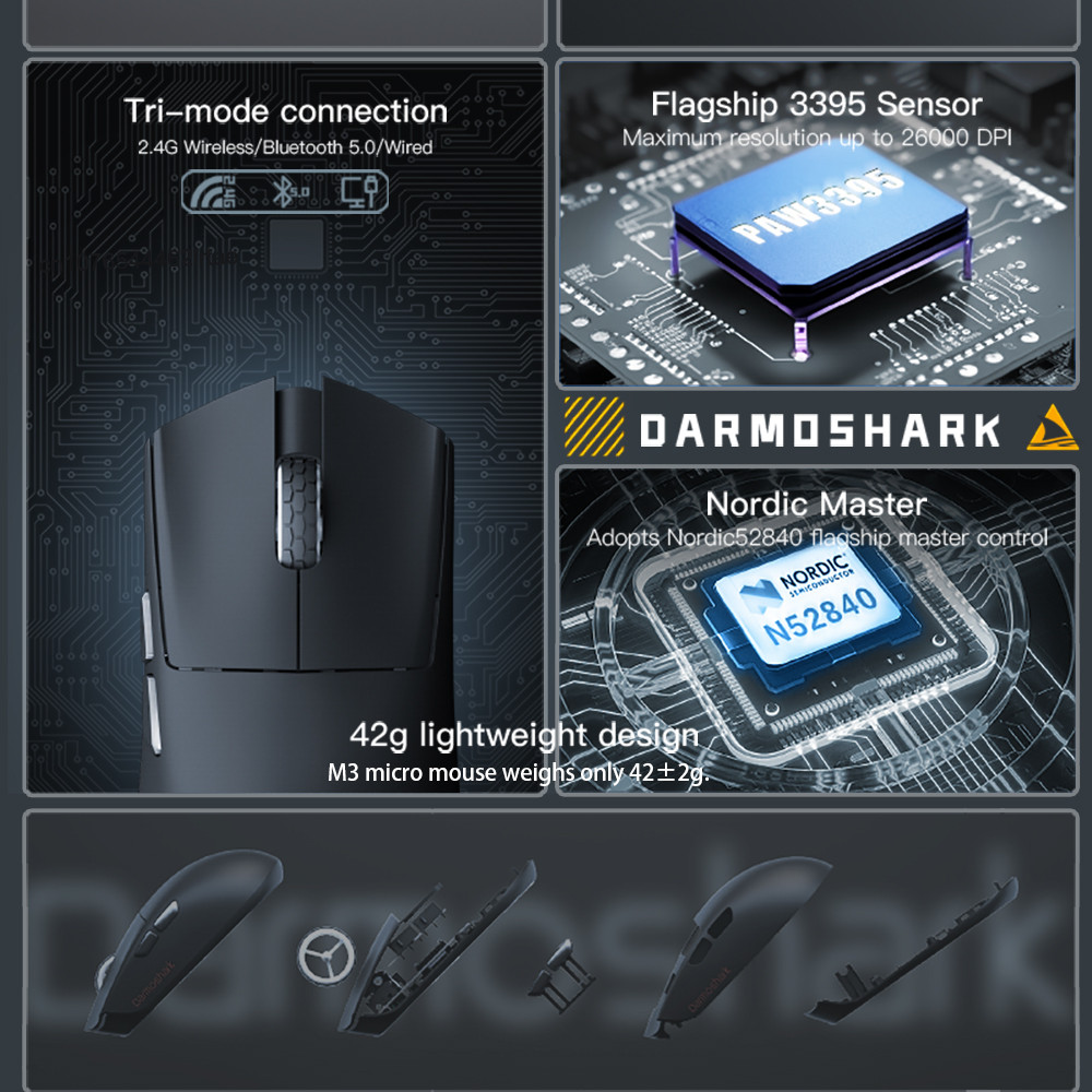 Darmoshark M3 MICRO Wireless Gaming Mouse 8K Bluetooth Computer Game Mice