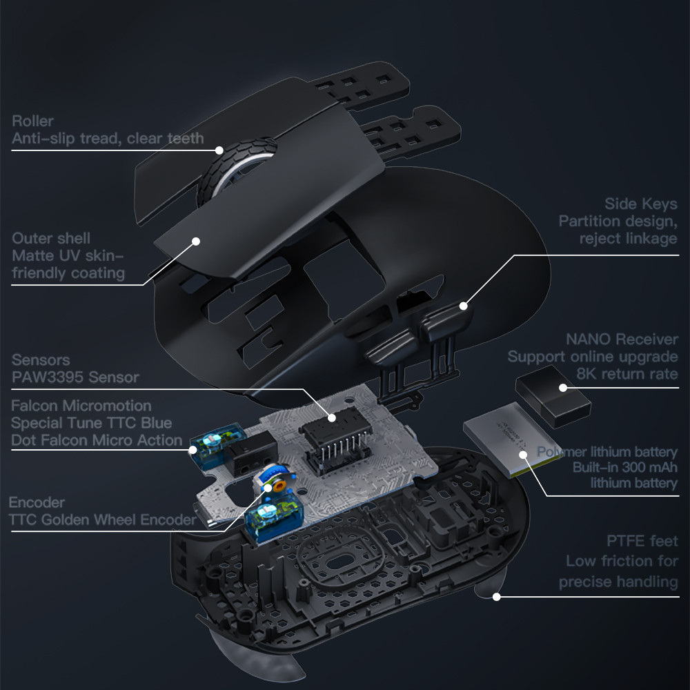 Darmoshark M3 MICRO Wireless Gaming Mouse 8K Bluetooth Computer Game Mice
