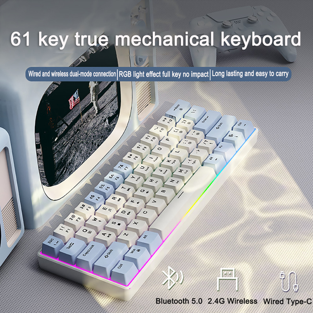 Glow G61 Mechanical Keyboard Wireless 2.4G 68 Keys Three Mode E-sports ...