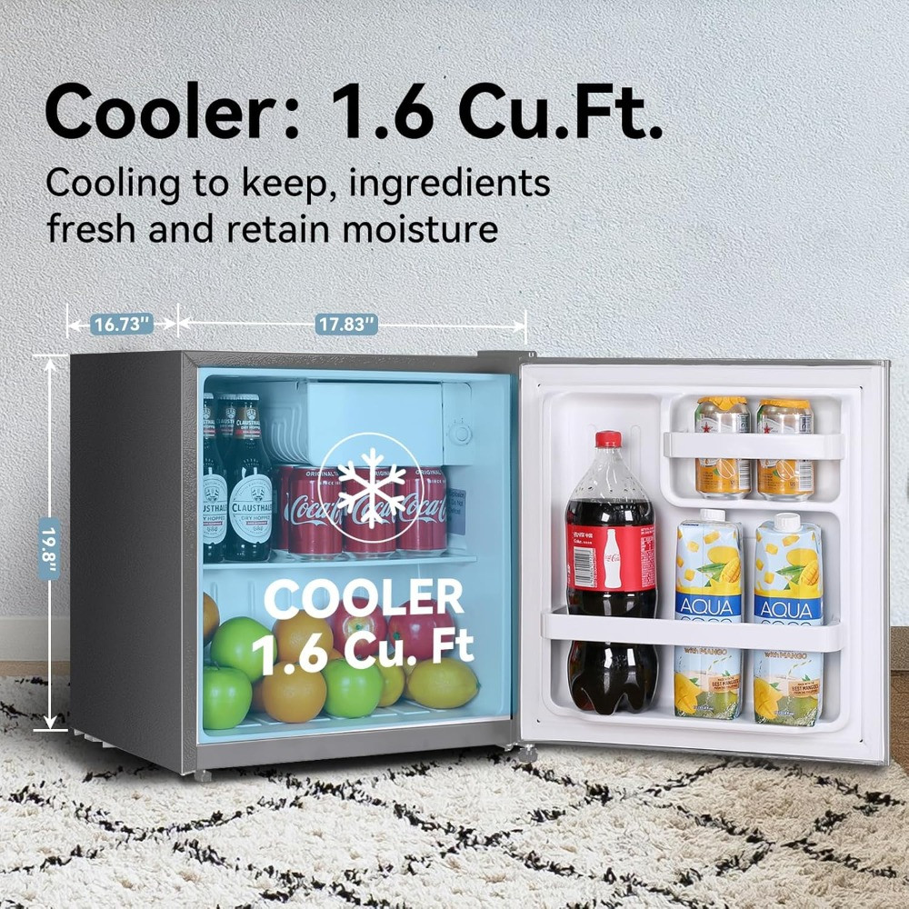 1.6 Cu.Ft Mini Fridge for Bedroom, Freezer, Reversible Door Perfect for ...