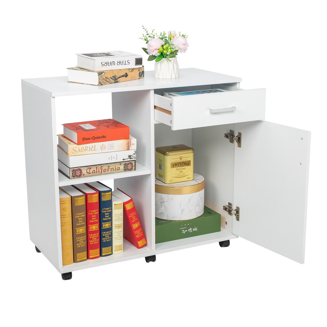 Three Layers Left Frame Right Cabinet MDF And PVC Wooden Filing Cabinet ...