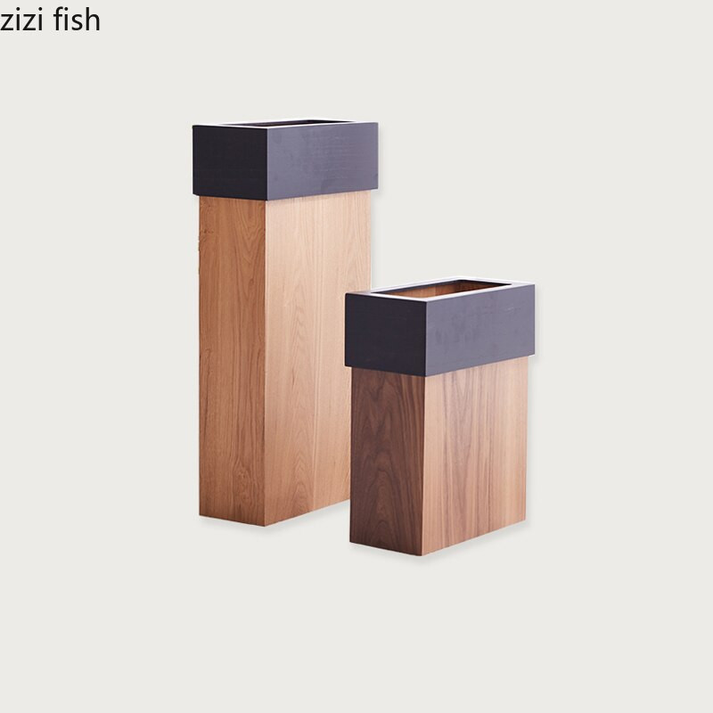 Simple Wooden Garbage Can Kitchen Trash Cans Home Rectangular Storage ...