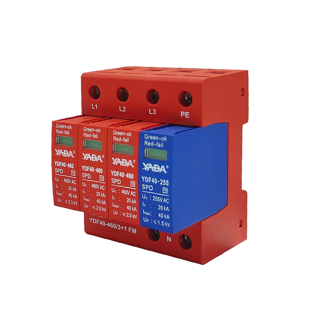 DIN Rail Surge Protector Voltage Surge Arrester Device, 2.0KV (4P 40KA ...