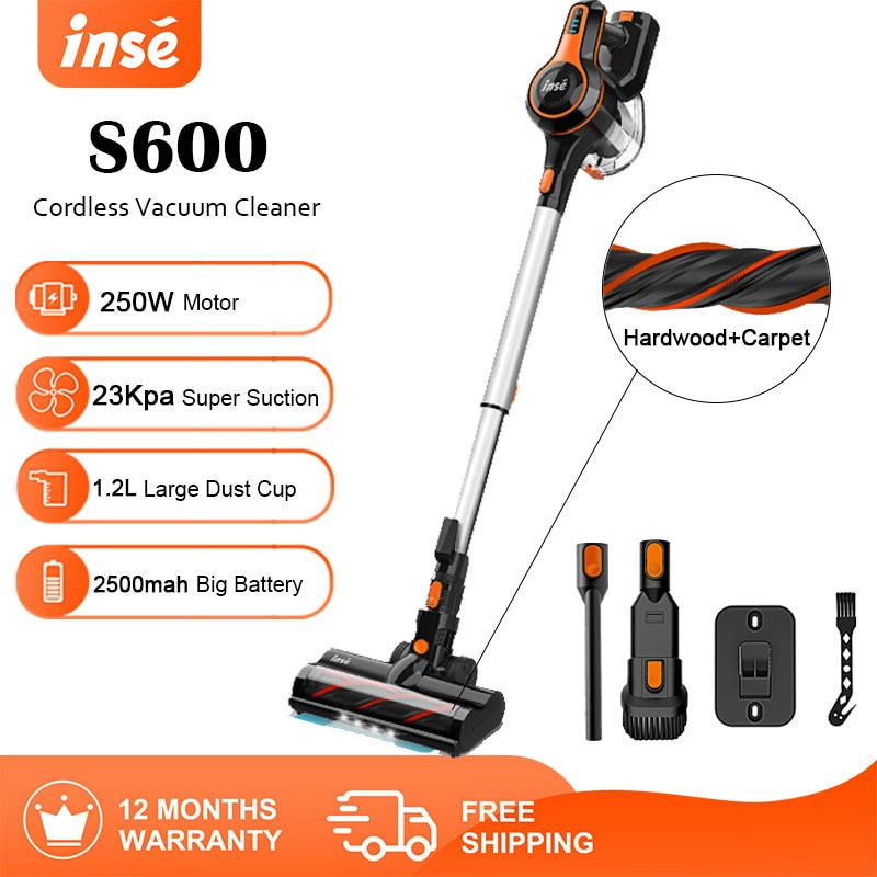 INSE S600 Cordless Wireless Handheld Vacuum,23Kpa Suction Power,1.2L ...