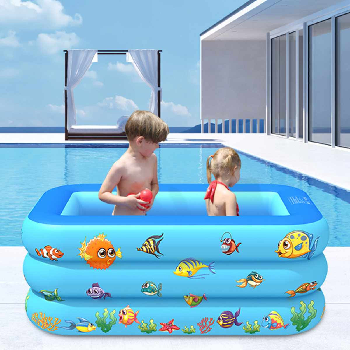 Pool Children Inflatable Pool Bathing Tub Baby Kid Home Outdoor Large ...
