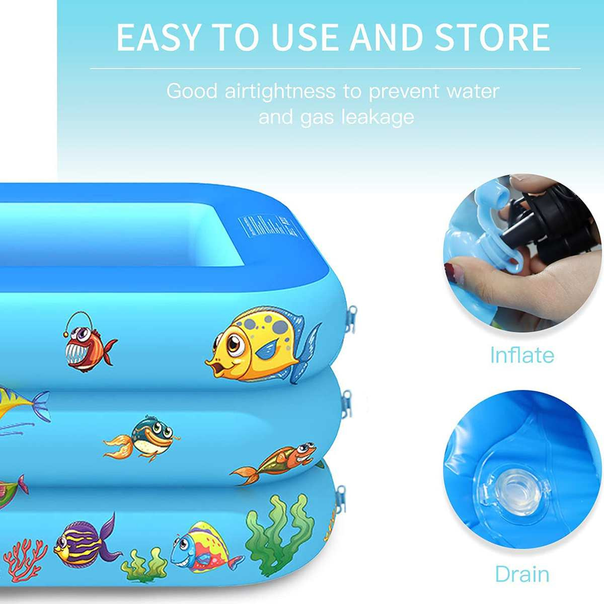 Pool Children Inflatable Pool Bathing Tub Baby Kid Home Outdoor Large ...