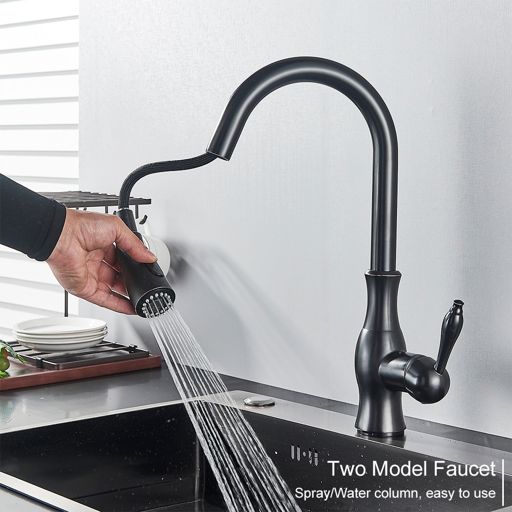 Black Pull Out Sensor Kitchen Faucet Sensitive Touch Control Faucet ...