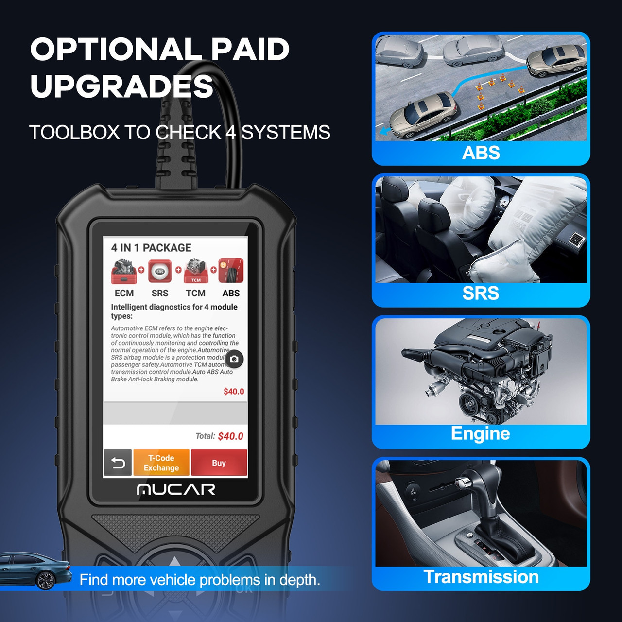 MUCAR CDE900 OBD2 Scanner Diagnostic Tool for Mechanics Auto/Car ABS ...