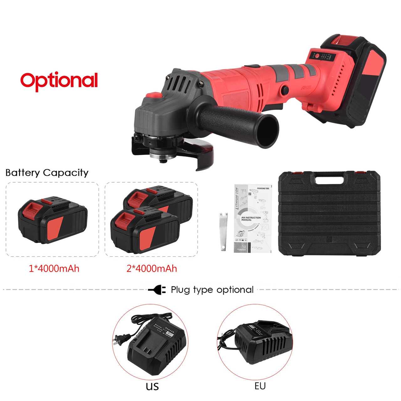 Portable Lithium Battery Brushless Grinder Machine Rechargeable 21V ...