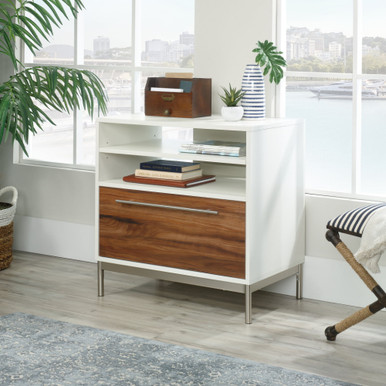 Sauder Vista Key Lateral Office File Cabinet with Open Storage, Pearl ...