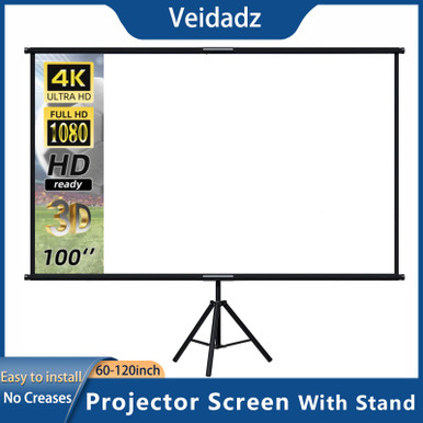VEIDADZ Projector Screen With Stand Foldable White Less Creases 60 84 ...