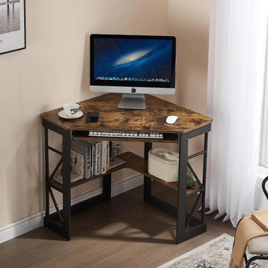 Compact Home Office Triangle Table Reading Desk Tables Corner Computer ...