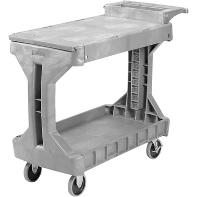 2 Tier Rolling Service Utility Cart with Wheels and Hinged Side Gates