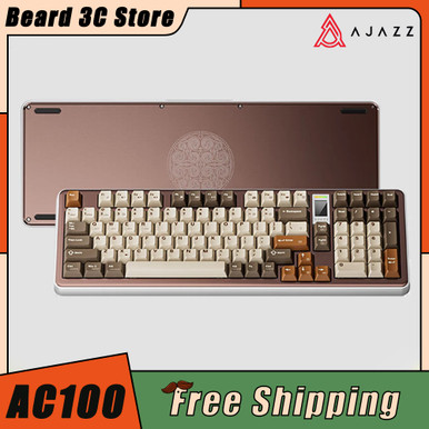 AJAZZ AC100 Mechanical Keyboard LED Screen Aluminium Alloy Three Mode ...