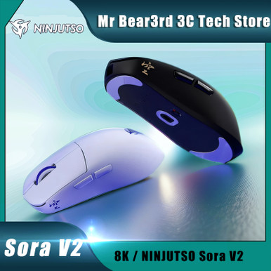 Ninjutso Sora V2 Wireless Mouse PAW3395 Sensor Dual Mode 8k FPS Gaming ...