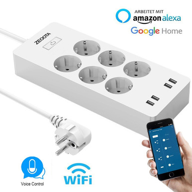 New WiFi Smart Power Strip EU Surge Protector with 6 Way AC Socket 4 ...