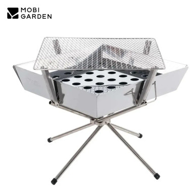 MOBI GARDEN Camping Portable Bonfire Campfire Pit Wood Stove Stand ...
