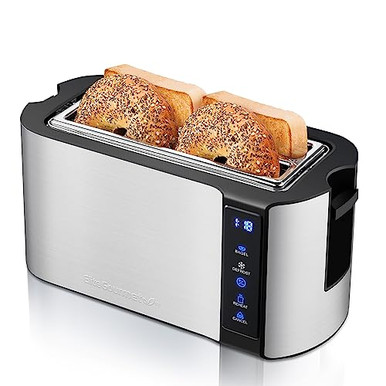 Long Slot 4 Slice Toaster, Countdown Timer, Bagel Function 6 Toast Setting