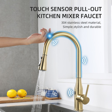 Smart Touch Sensor Kitchen Faucet Pull Down Stainless 304 Automatic ...