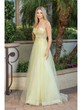 Yellow A-line Prom Dress style DQ 4276 - Prom-Avenue