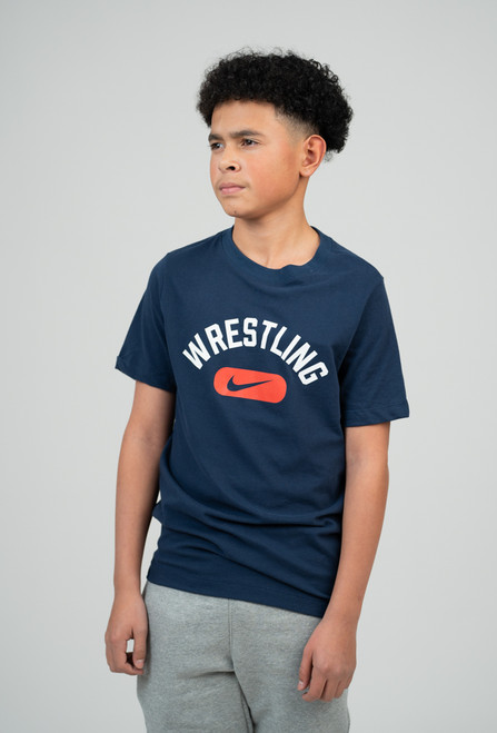 Nike Youth Wrestling Disc Dri-Fit Cotton Tee - Navy