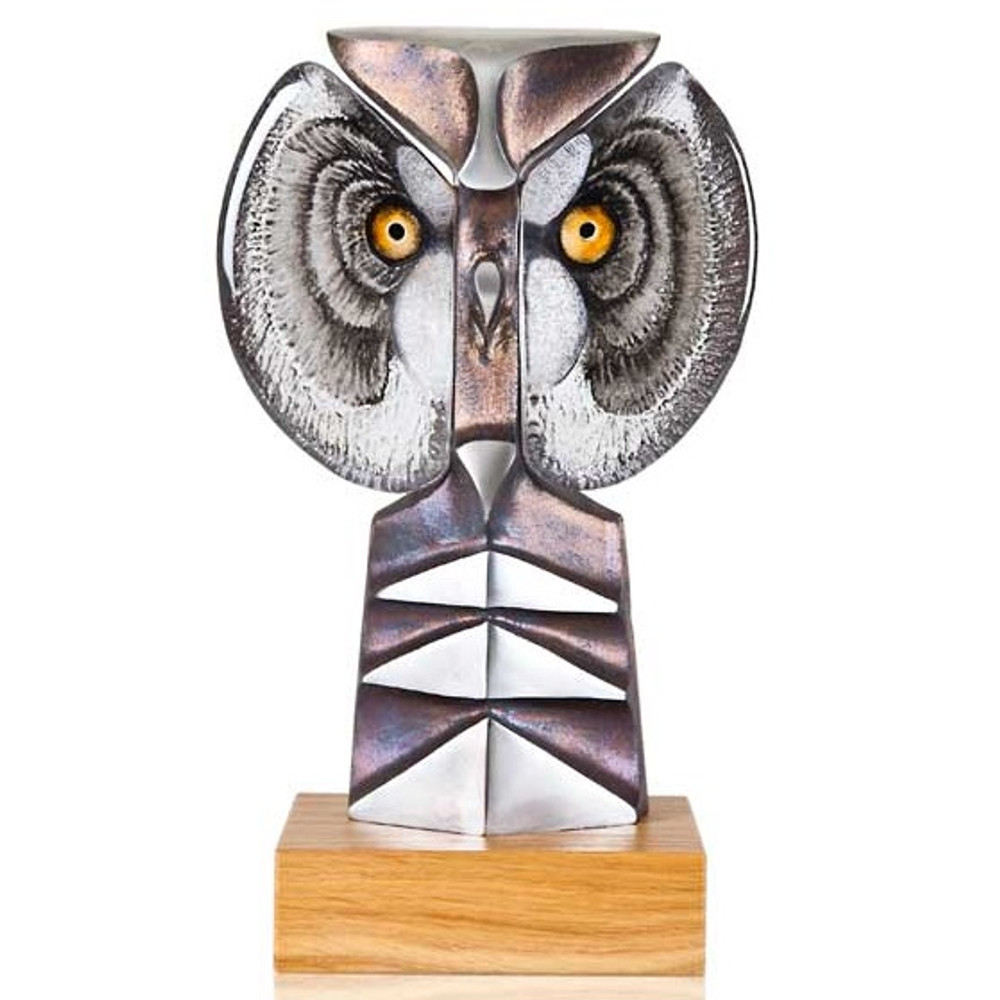 Maleras Owl Iron Crystal Sculpture Mats Jonasson Owl Iron Crystal