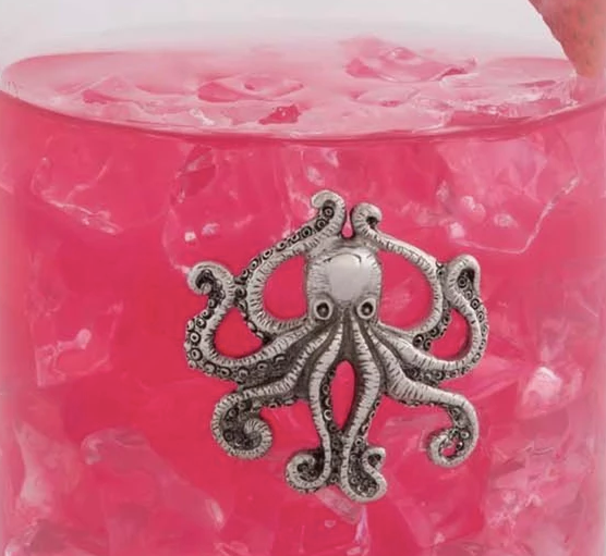 Octopus Cocktail Glass Set of 4 | Pewter | Vagabond House