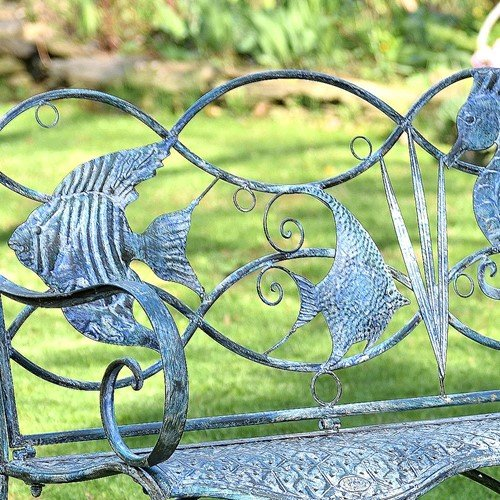 Seahorse Fish Iron Garden Bench | Zaer Ltd International | ZR160016