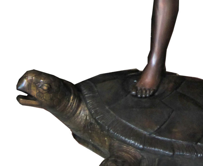 Girl with Shell on Sea Turtle Bronze Fountain Statue | Outdoor Bronze