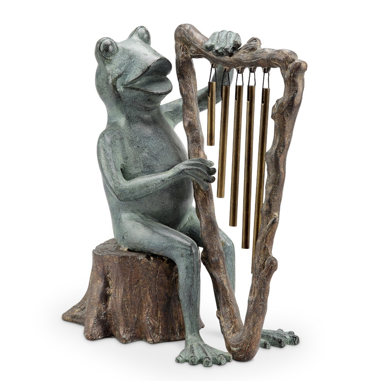 Frog and Harp Wind Chime Garden Sculpture | 34538 | SPI Home