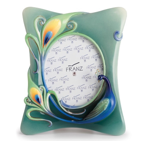 Peacock Photo Frame, Porcelain Peacock Frame, FZ02510, Franz Collection