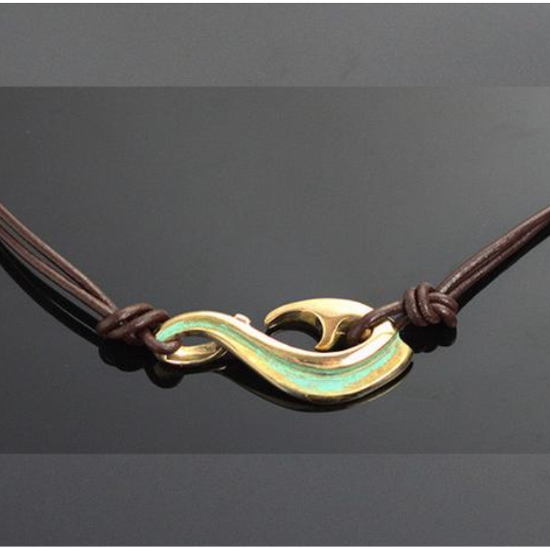 Bronze Wavy Hook Pendant Necklace | Anisa Stewart Jewelry