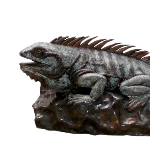 Iguana on Rock Statue | Iguana Fountain | Outdoor Bronze