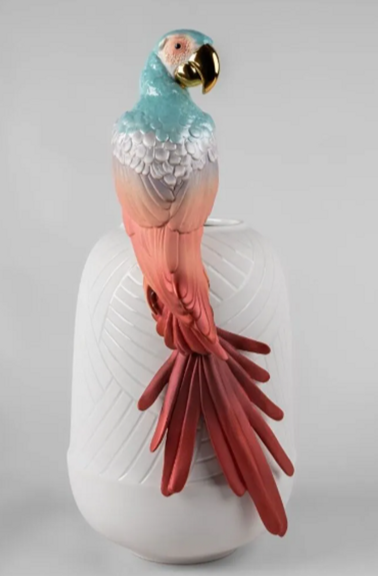 Red Macaw Bird Porcelain Vase Lladro Macaw Bird Figurine