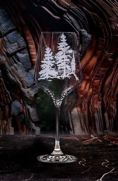 Set of 4 Pine Tree Crystal White Wine Glasses | Etched Crystal ...