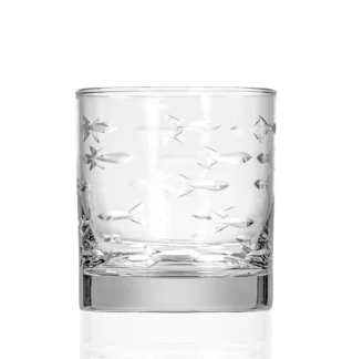 10 Ounce Fish Double Old Fashioned Drink Glass Set of 4 | School of ...