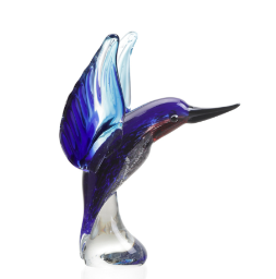 Ruby Throated Blue Hummingbird Art Glass Sculpture | Art Glass Bird ...
