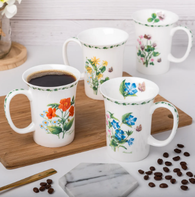 Garden Meadow Bone China Mug Set of 4 | McIntosh Trading Bear Mug