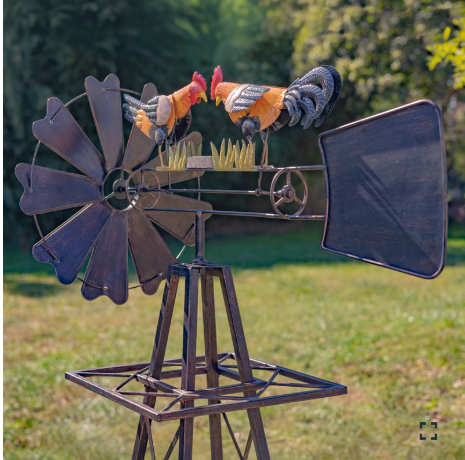 59.8" Tall Iron Feeding Rooster Windmill & Weather Vane | Zaer ...