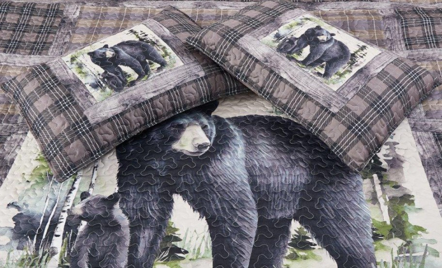 Bear Pines Quilt Set | Bear Quilt | Deer Quilt | Moose Quilt