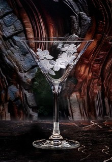 Set of 4 Crystal Jasmine Martini Glasses | Etched Crystal | Evergreen ...