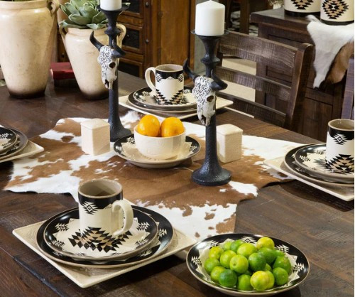 Aztec Chalet 16 Piece Dinnerware Set | Plate | Cup | Bowl | Saucer | Tree