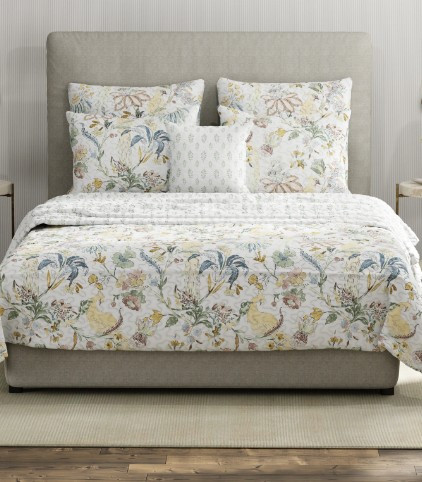 Handmade Savannah Floral Bird Quilted Bedding in Yellow | Bedding